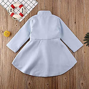 woshilaocai Toddler Kids Baby Girl Fall Winter Clothes Long Sleeve Jacket Trench Coat Windbreaker Breasted Belt Outerwear (light blue, 3-4 years)