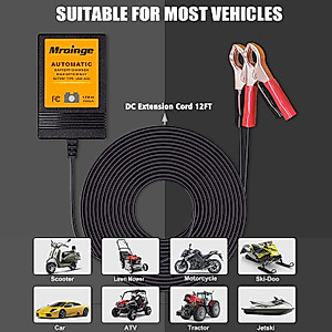 Trickle Charger, Mroinge 12V Automatic Smart Battery Charger and Maintainer, 1000mA Battery Float Charger - MBC010 [2-Pack]