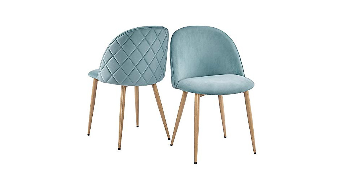 Comfortable Aqua Velvet Dining Chairs - Set of 2