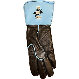 EPT Bull Ropes Bull Riding Glove Adult & Youth Outer Seam Right Hand Black & Turquoise Cow Hide 8.0 RH