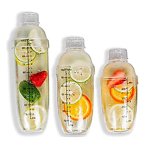 2 Pcs Plastic Cocktail Shaker 700cc / 24 oz Clear Drink Shaker Plastic Bar Tool for Milk Wine Mixing Drink Shaker/Drink Mixer (2, 700ml)