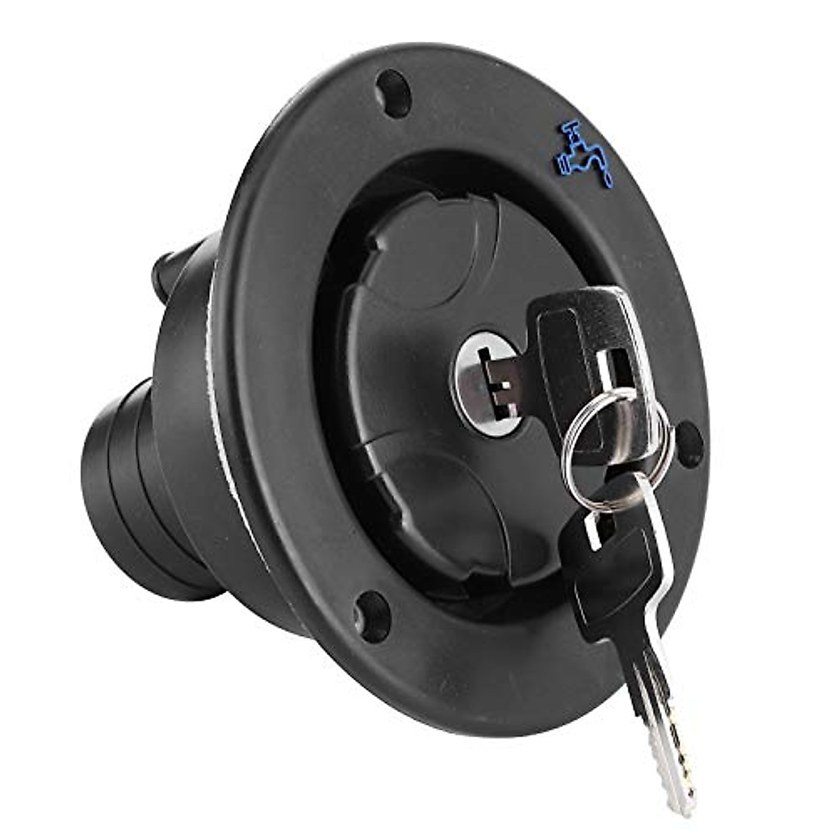 Gorgeri Black Fresh Water Fill Hatch Inlet Round Water Inlet Fill Lock Tank Filling Port W/Key for RV Yacht Camping Suitable for Yacht Camper Trailer(Black)