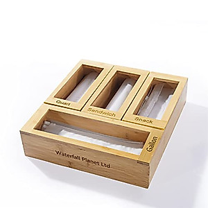 Ziplock bag organizer, bamboo ziplock organizer for drawer, bag organizer for kitchen plastic bag storage, ziplock bag organizer