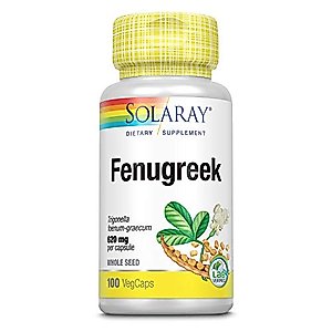 SOLARAY Fenugreek Seed 620mg - 100 VegCaps - Healthy Digestion & Lactation Support - Non-GMO & Vegan - 50 Servings
