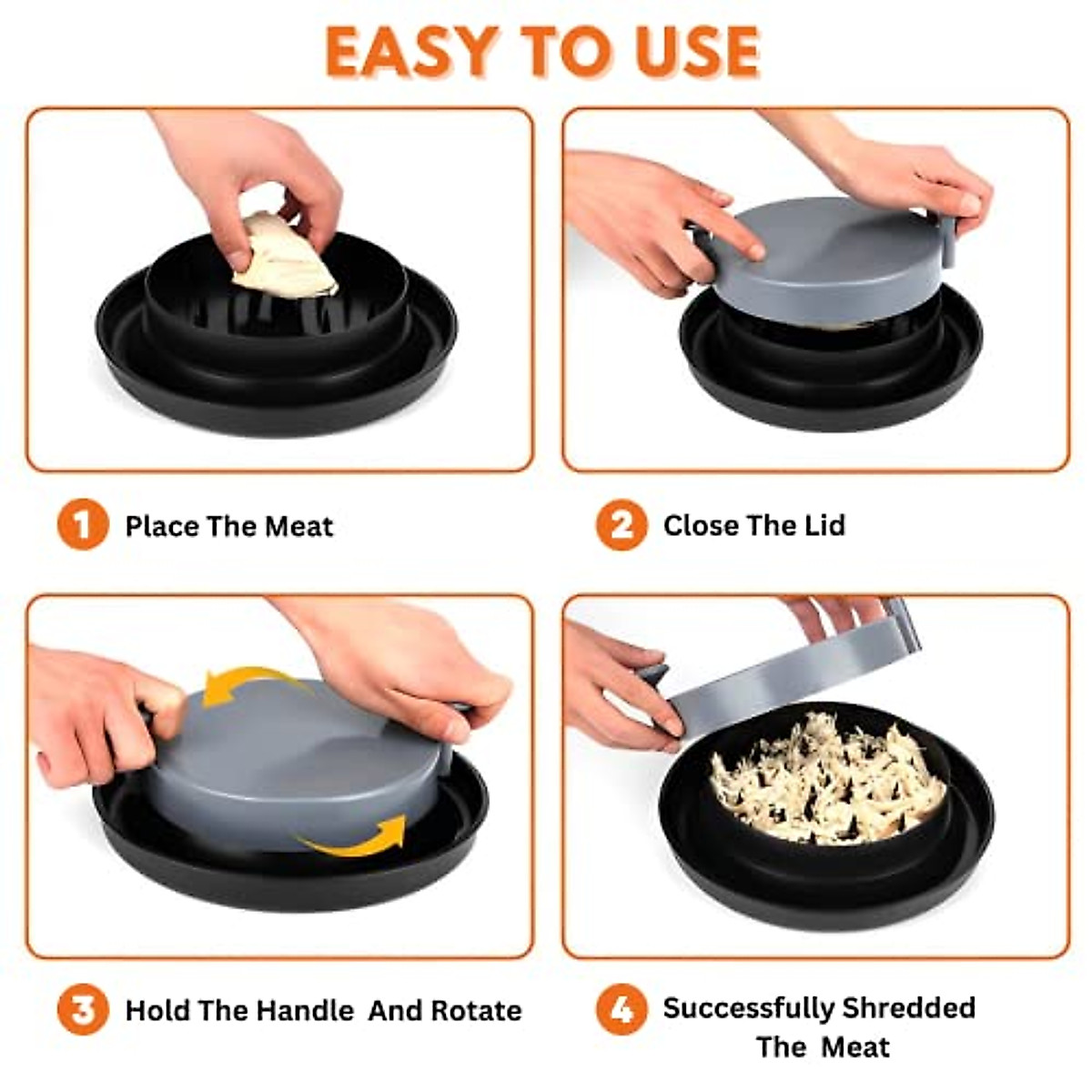 Hocane Chicken & Meat Shredder - Alternative to Bear Claws Meat Shredder - Large Size Meat Shredding Tool with Handles and Non-Skid Base Suitable for Pulled Pork,Beef and Chicken, Black