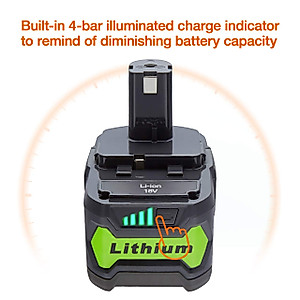Dutyone 5000mAh Lithium-Ion 18 Volt Replacement Battery for Ryobi 18V Lithium Ion Battery P102 P103 P104 P105 P107 P108 P109 P190 for 18-Volt ONE+ Plus Power Tool Battery