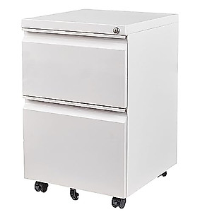 SISESOL 2 Drawer File Cabinet with Lock, Under Desk Metal Filing Cabinet for Home Office,Lockable Rolling File Cabinet with 2 Keys for Legal/Letter/a4 Size