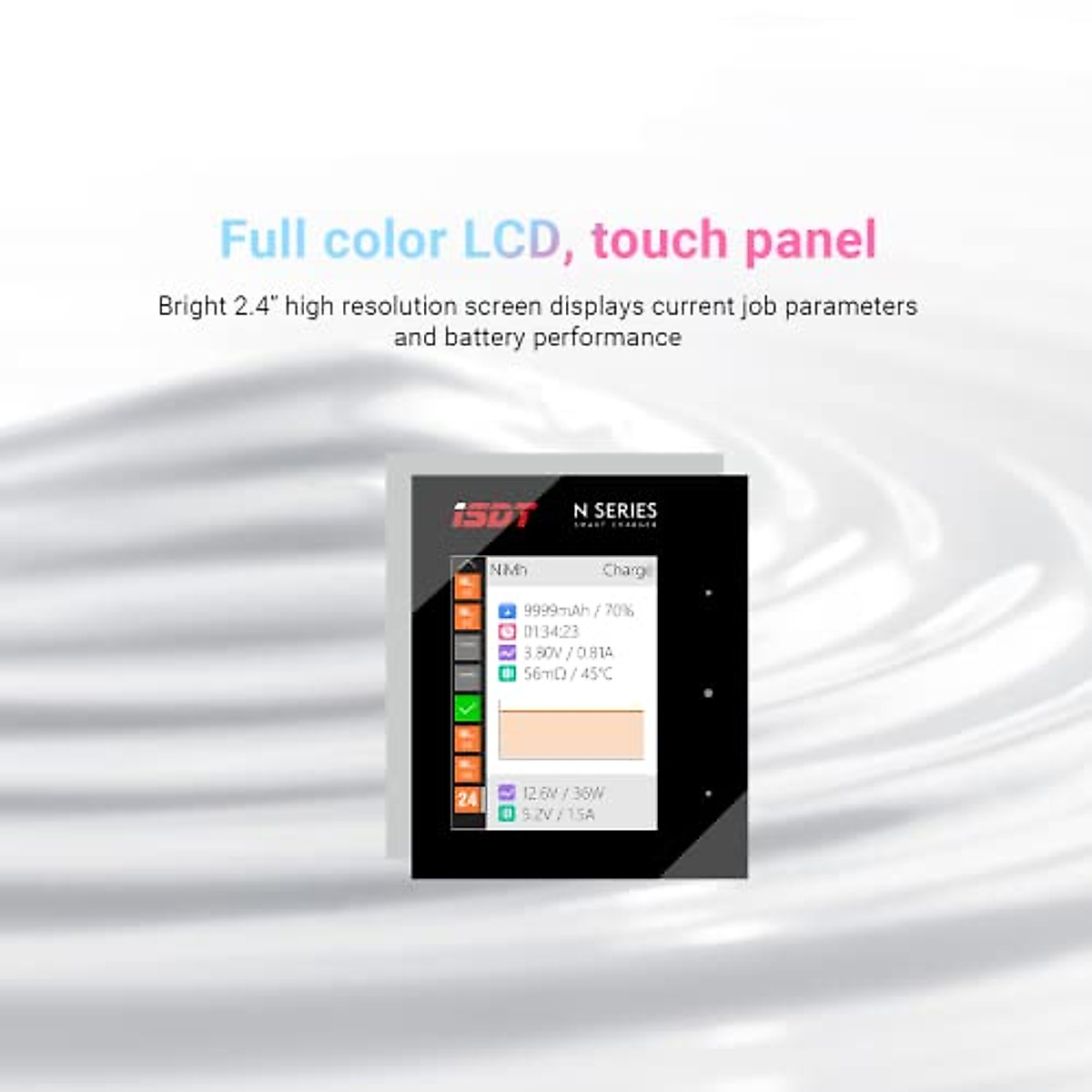 ISDT LCD Display Universal Battery Charger N8 8-Slot Speedy Smart Battery Fast Charger for Rechargeable Batteries AA AAA Li-lon LiHv Ni-MH Ni-Cd Nizn LiFePO4