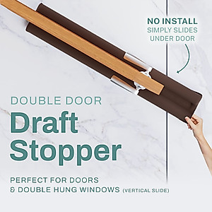 Home Intuition 36 inch Twin Door Draft Stopper for Bottom of Doors Weather Stripping, Brown, 2 Pack