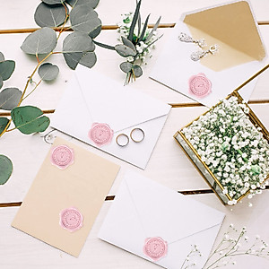 Whaline 50Pcs Embossed Wax Seal Stickers Pearl Pink Heart Envelope Seal Decals Self-Adhesive Stamp Sticker for Valentine's Day Wedding Invitations Greeting Cards Birthday Party Gift Supplies DIY Craft