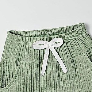 ODIMAME 2T Boy Clothes Toddler Boy Shorts Summer Outfits Patchwork T-Shirt Pocket Short Pants Set Light Green 2-3 Years