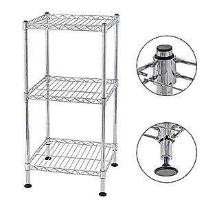 BTIF 3-Tier Steel Wire Shelving Tower Easy Assembly Multipurpose Shelves