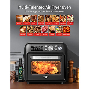 PARIS RHÔNE Air Fryer Oven 19QT, Family-Sized Toaster Oven, Convection Oven with Child Lock, Fits 12-inch Pizza, 6-Slice Toast, Button & Knob-Controlled Kitchen Appliance, Dishwasher Safe (19QT)