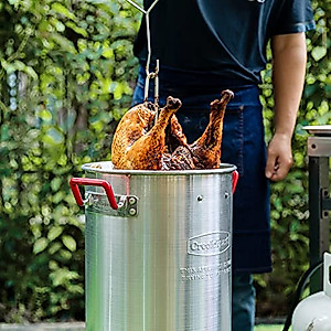 Grills House Turkey Fryer Set TF30TG, Aluminum Fish Boiler Steamer Kit with Heat-Resistant Gloves, 50,000 BTU Propane Burner, Ideal for Thanksgiving Day and Outdoor Cooking, 30 Qt & 10 Qt Pot