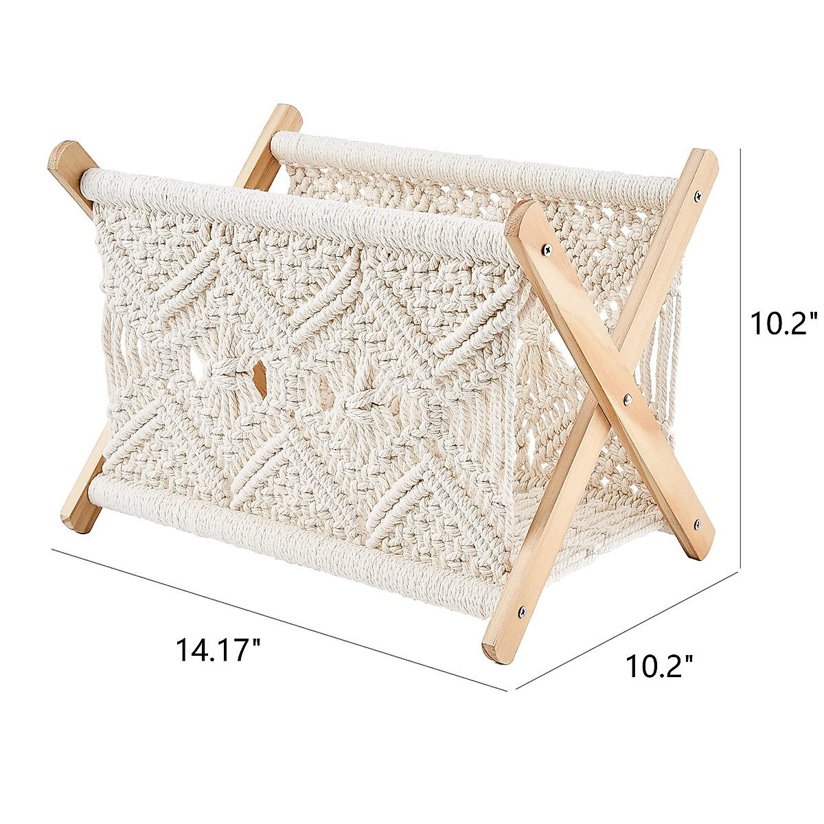 Mkono Macrame Magazine Rack and Boho Storage Baskets Organizer for Home Bedroom Living Room College Dorm Bed, Set of 3