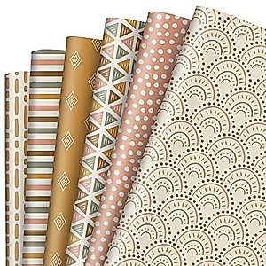 AnyDesign 12 Sheet Boho Wrapping paper Colorful Bohemian Rainbow Pattern Gift Wrap Paper Bulk Decorative Art Paper for Birthday Wedding Baby Shower DIY Crafts Gift Packing, 19.7 x 27.6, Folded Flat