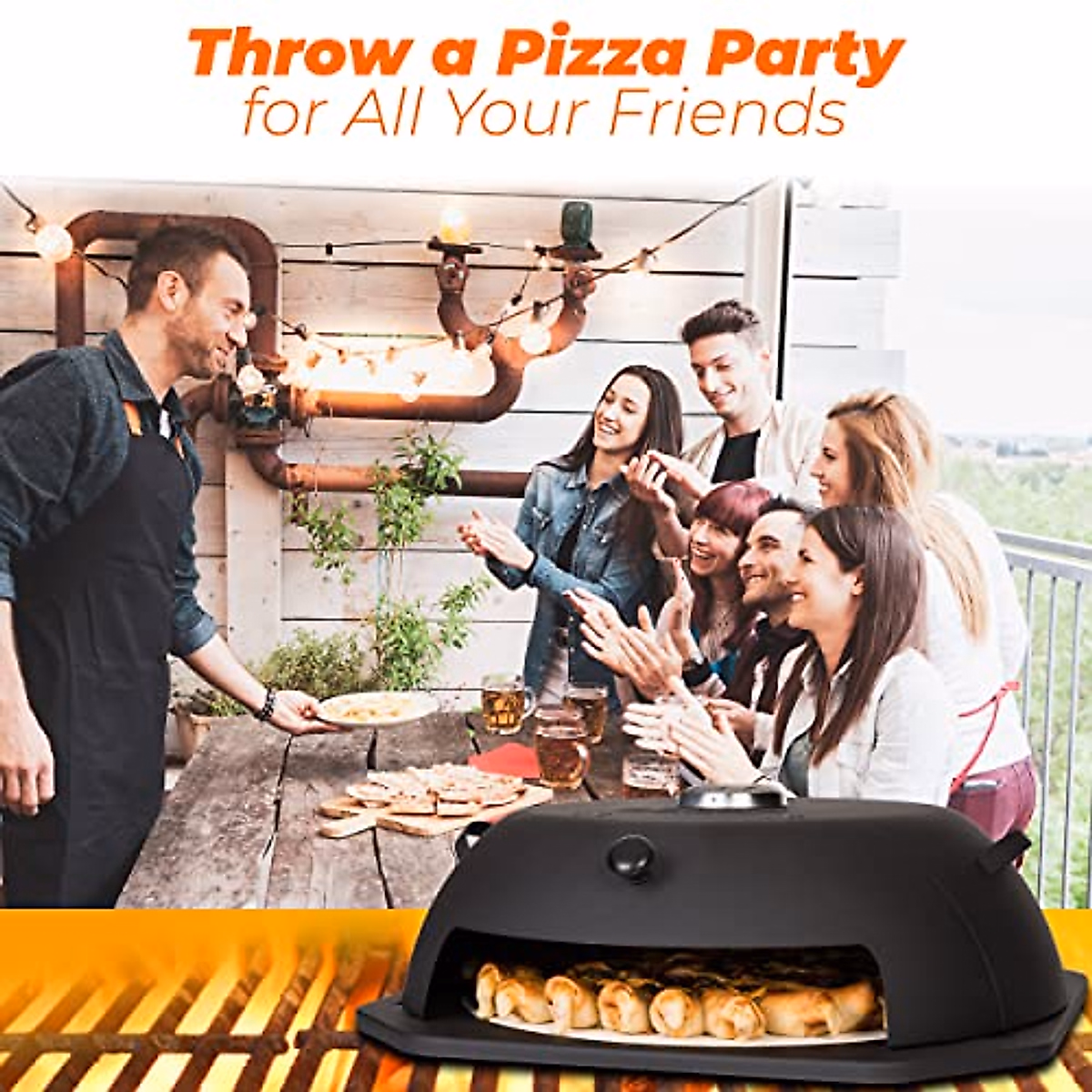 Geras Pizza Oven Outdoor for Grill - Grill Top Pizza Oven For Outside - Pizza Stone, Pizza Peel Kit - Small Portable Home Backyard BBQ Pizzas Maker Charcoal Grill, Pellet, Propane Gas and Wood Fire