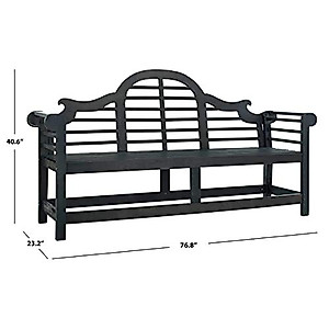 Safavieh PAT6705K Outdoor Collection Khara Grey Bench, Dark Slate Gray