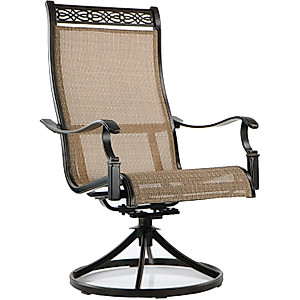 Hanover Monaco 7-Piece Patio Dining Set with 6 PVC Swivel Rockers and Tempered Glass Rectangular Dining Table, Rust and Weather Resistant Aluminum Outdoor Dining Set for 6