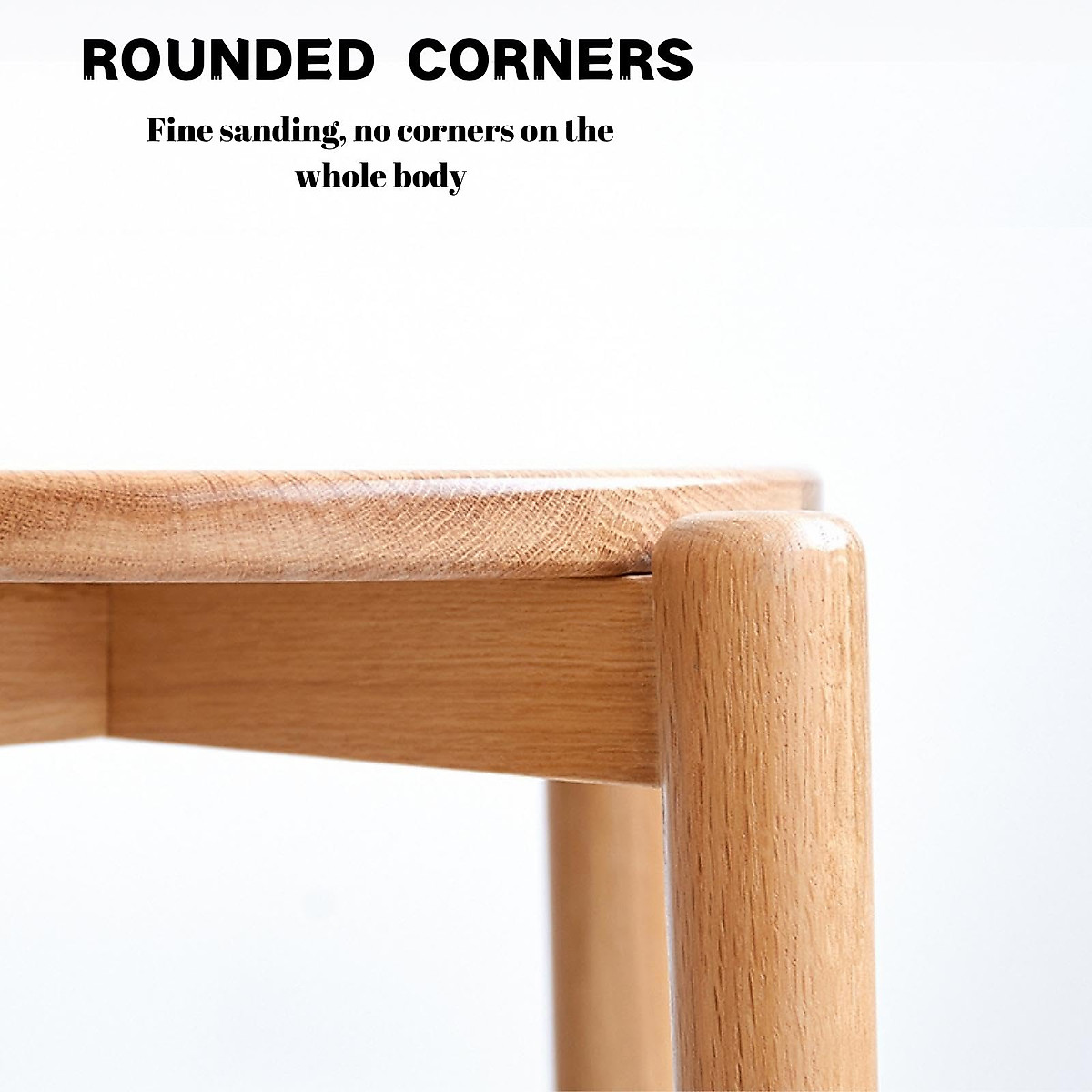 Grewood Small Wood Stool, 100% Oak Wood Kitchen & Dining Room Bench, Kids Stools, Stackable Stools for Living Room,Home, Classroom, Easy Assembly, 16.73IN