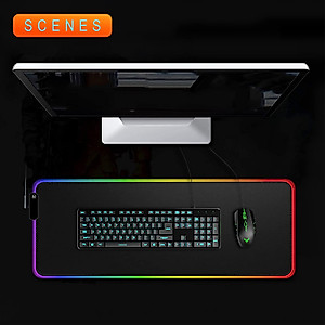 Personalized RGB LED Extended Gaming Mouse Pad Make Your Own Customized Large Gaming Mousepad Custom Keyboard Mouse Mat for Office Dorm Personalised Gifts Presents for Gaming Lovers, 35.4x15.7 in