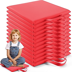 Suzile 12 Pcs 12'' Floor Cushions for Classroom Flexible Floor Seating with Handles Classroom Carpet Cushions for Kids Toddlers Daycare Preschool Furniture(Red,Square)