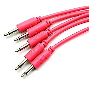 Synthrotek Eurorack Patch Cables 18" (45cm) Pink, 5-Pack 3.5mm 1/8 inch Mono TS to TS Cables