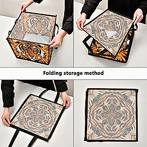 Kigai Striped Bengal Tiger Foldable Storage Basket Bin Closet Cubes Kids Toys Organizer Boxes for Nursery Home Drawer Storage Box Decorative,Hangable