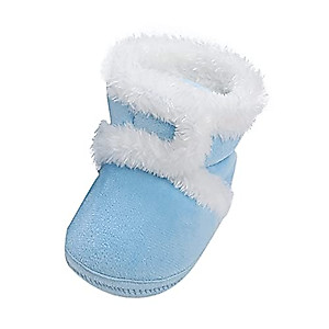 Lykmera Baby Toddler Shoes Fleece Warm Booties Shoes Fashion Printing Non Slip Breathable Nude Boots Winter Boots Shoes (Light Blue, 18-24 Months)