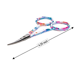 SINGER 4 Inch Forged Embroidery Scissors with Curved Tip for Sewing, Cross-Stitching, Crafts, & More (White Floral & Pastel Print, 2-Pack)