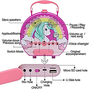 Kids Karaoke Machine for Girls Boys with 2 Microphones Toddler Singing Karaoke Toys Children Karaoke Singing Machine Recording Voice Changing Speaker for Party Birthday Festival Gift
