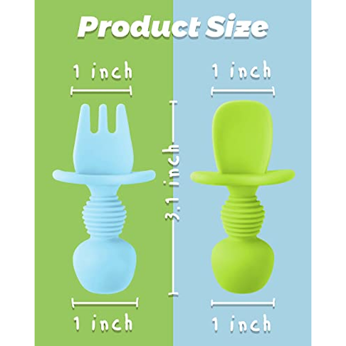 6 Pcs Silicone Baby Spoons First Stage and Baby Fork, Toddler Utensils for Baby Led Weaning, Chewable Baby Utensils for Self-Feeding