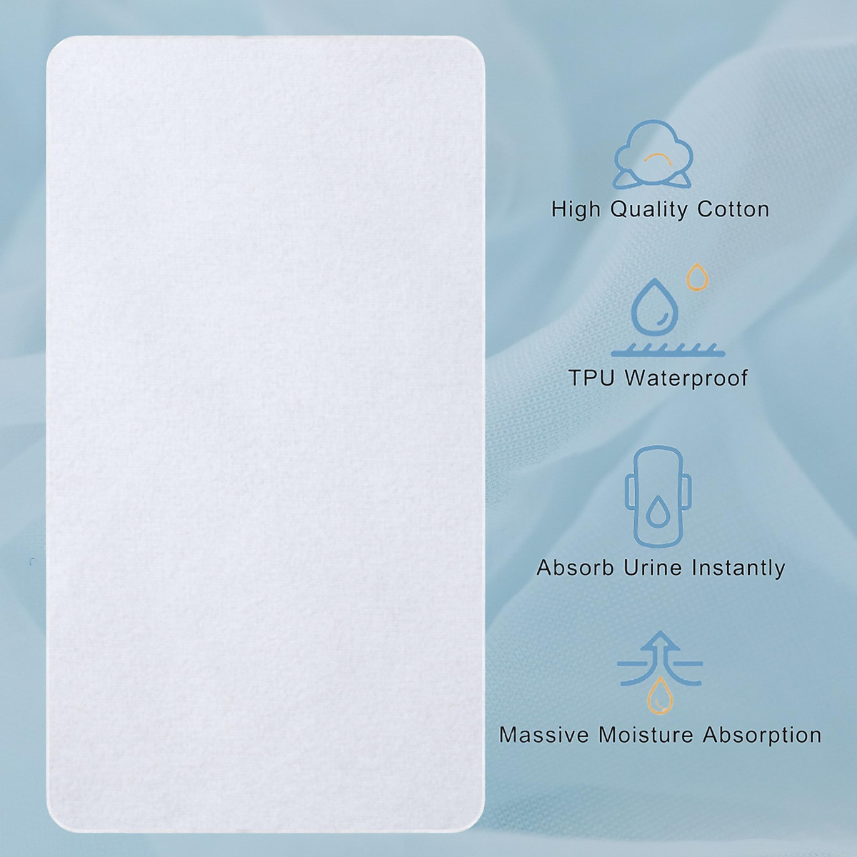 2 Pack Waterproof Crib Pad 27" x 50", Crib Mattress Protector Pad, Reusable Incontinence Flannel Crib Protector Pad for Baby, Toddler, Elders and Pets White
