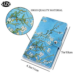 lizimandu Business Card Holder Book, Business Card Book Case PU Leather Organization Binder Name ID Card Holder for Men & Women, Up to 96 Cards Capacity(1-Peach Blossom)