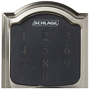 SCHLAGE Z-Wave Connect Camelot Touchscreen Deadbolt with Built-In Alarm, Satin Nickel, BE469 CAM 619, Works with Alexa via SmartThings, Wink or Iris