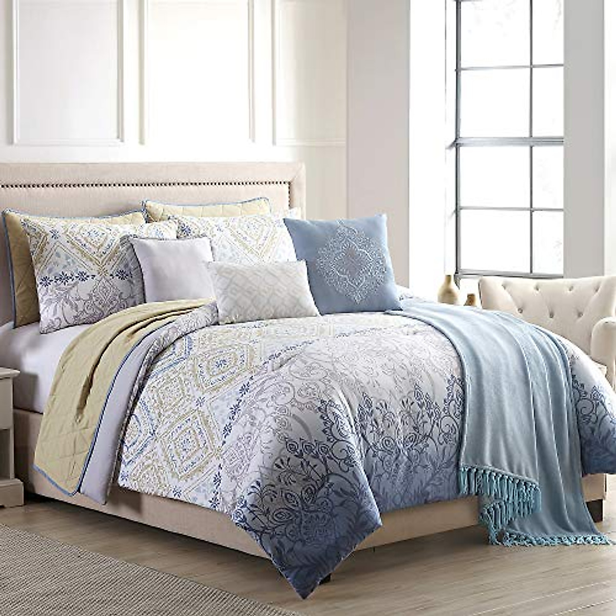 Modern Threads Summer Sun 10-Piece Comforter and Quilted Coverleted Coverlet Set King/California King