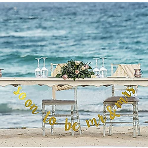 YaFeiDa Soon to Be Mr&Mrs Banner Future Mr & Mrs Banner for Engagement Bridal Shower Bride and Groom Party Decorations Pre-Strung Sign (Gold),SKA-NB018