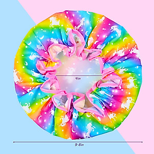 Shower Cap For Kids, Little Girl Shower Cap Unicorn Shower Cap For Girls, Cute Rainbow Long Hair Childrens Shower Cap Adjustable Waterproof Toddler Head Cap For Hair Girls While Taking Shower(Unicorn)