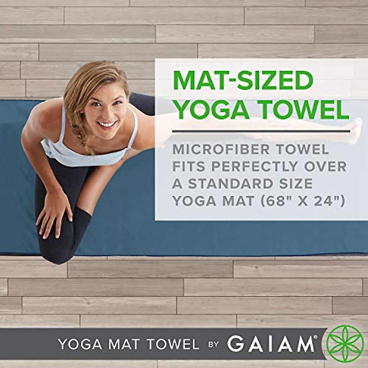 Gaiam Yoga Mat Towel Microfiber Mat-Sized Yoga Towel for Hot Yoga (68" L x 24" W), Heron Lilac