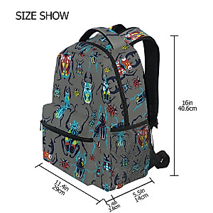Fisyme Cute Ladybug Bugs Backpack Laptop Bag Daypack Travel Hiking School Backpacks for Men Women Kids Girls Boys