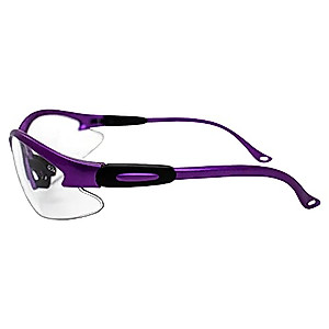 Global Vision Cougar Safety Glasses Nurses Dental Assistant Glasses Shooting Glasses for Women Ladies Men Purple Frame with Clear Lenses