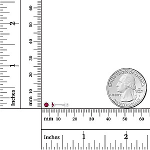 Sterling Silver Rhodium 3mm Round Ruby Rope Bezel Screwback Earrings