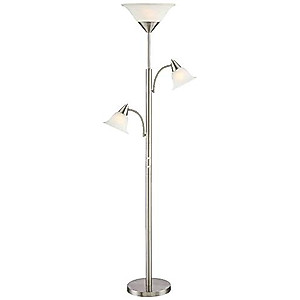 360 Lighting Jordan Modern Tree Torchiere Floor Lamp Standing 3-Light 71 1/2" Tall Brushed Nickel Silver Alabaster Glass Shades Decor for Living Room Reading House Bedroom Office