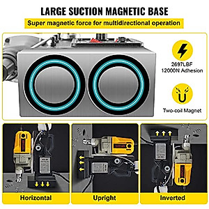 VEVOR Magnetic Drill, 1100W 1.57" Boring Diameter, 2697lbf/12000N Portable Electric Mag Drill Press with 7 Bits, 580 RPM Max Speed Drilling Machine for any Surface and Home Improvement
