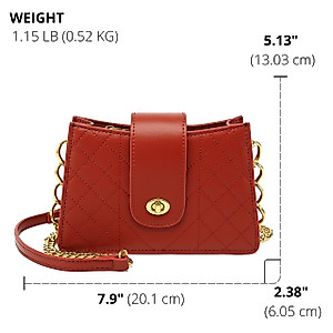 Scarleton Crossbody Bags for Women, Shoulder Bag, Lightweight Gold Chain Purses for Women, Quilted Crossbody Bag Purse, H208510 - Red