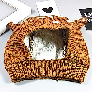 XYX Toddlers Baby Girls and Boys Fleece Lined Crochet Earflap Hats Newborn Kids Cute Beanie Cap Winter Soft Warm Knit Caps (Click A hat - Brown)