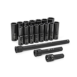 GEARWRENCH 18 Piece 1/2" Drive Deep Metric Impact Socket Set - 89096