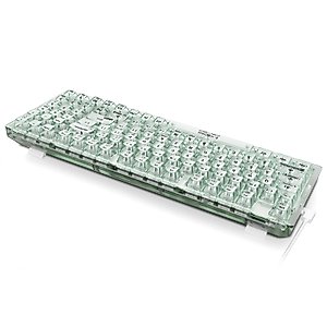 HUO JI Mechanical Gaming Keyboard USB Wired Compact with Clear Keycaps, RGB Side-Lit, Single Led Backlit, Number Pad, White Switch, Detachable Type C Cable, 94 Keys for PC/Computer/Laptop