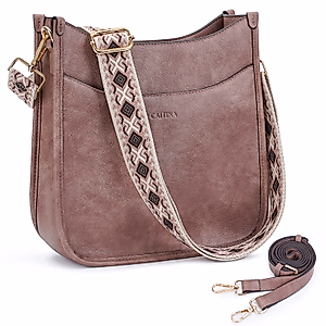 Caitina Women's Shoulder Handbags Trendy Vegan Leather Crossbody Bag Purses For Women,with 2PCS Adjustable Strap Hobo Handbag(Mod Pink)