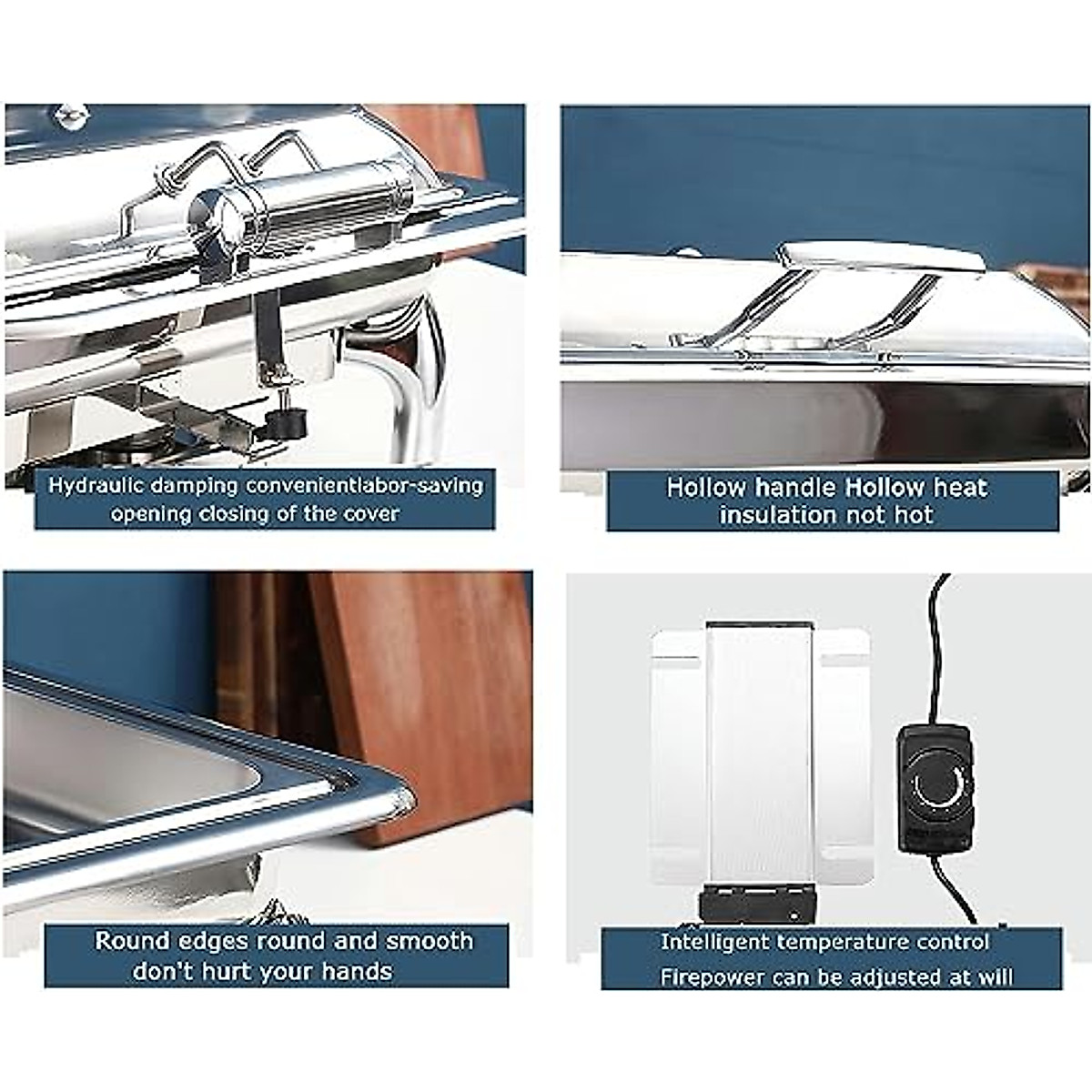 Catering Food Warmers, Chafing Dish Buffet Servers and Warmers Stainless Steel Chafer with Food Warming Tray Perfect for Keeps Buffet Food Warm 9l 400w Banquet Party Food Warming (B)